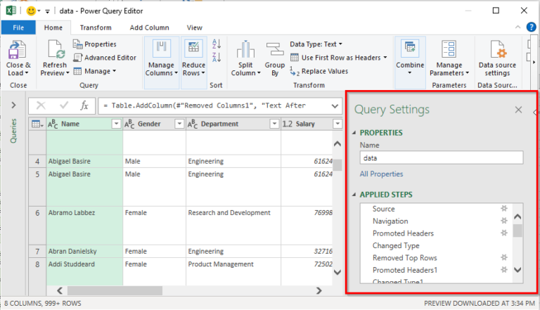 Power Query Settings